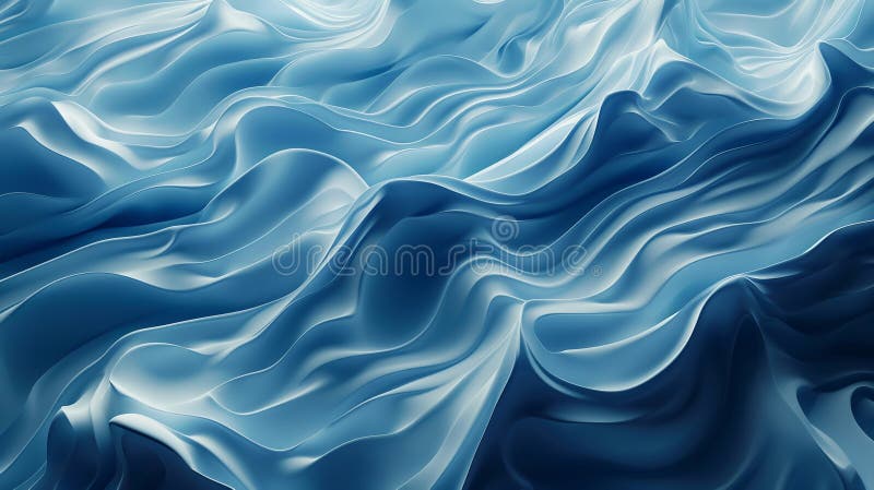 A Wavy Blue Pattern of Many Smooth 3d Lines. Top View Background. Stock ...