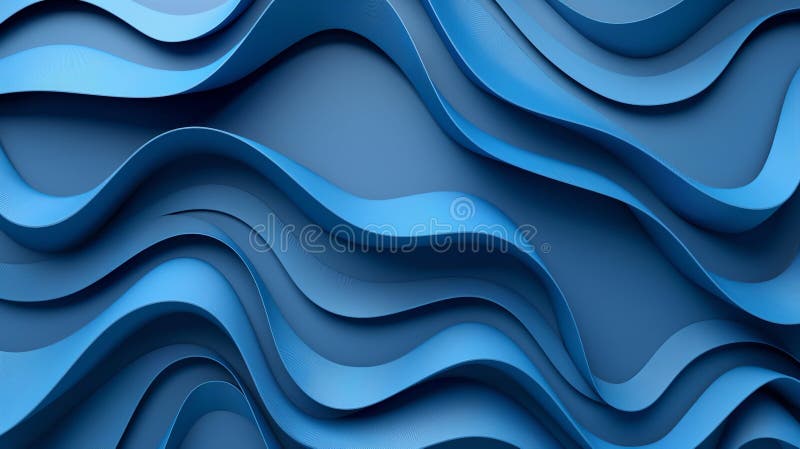 A Wavy Blue Pattern of Many Smooth 3d Lines. Top View Background Stock ...