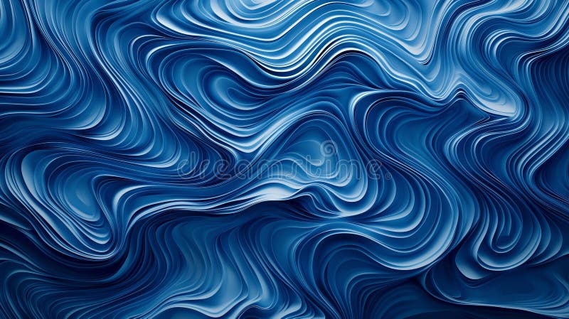 A Wavy Blue Pattern of Many Smooth 3d Lines. Top View Background. Stock ...