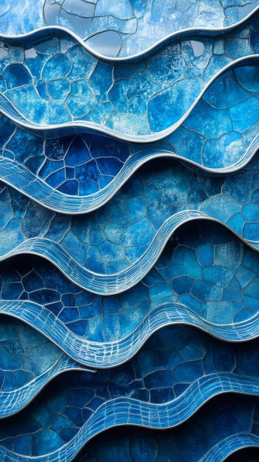 Wavy Blue Tiles Create an Artistic Water Effect in a Modern ...