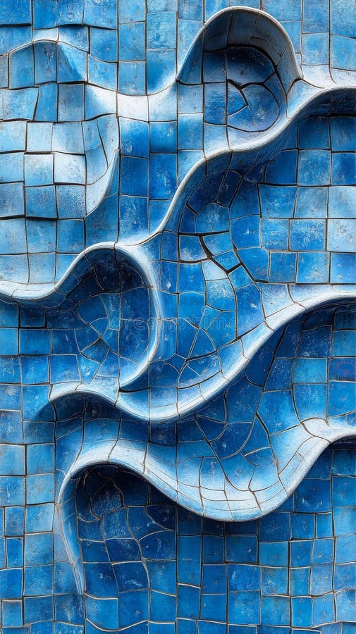 Wavy Blue Tiles Create an Artistic Water Effect in a Modern ...