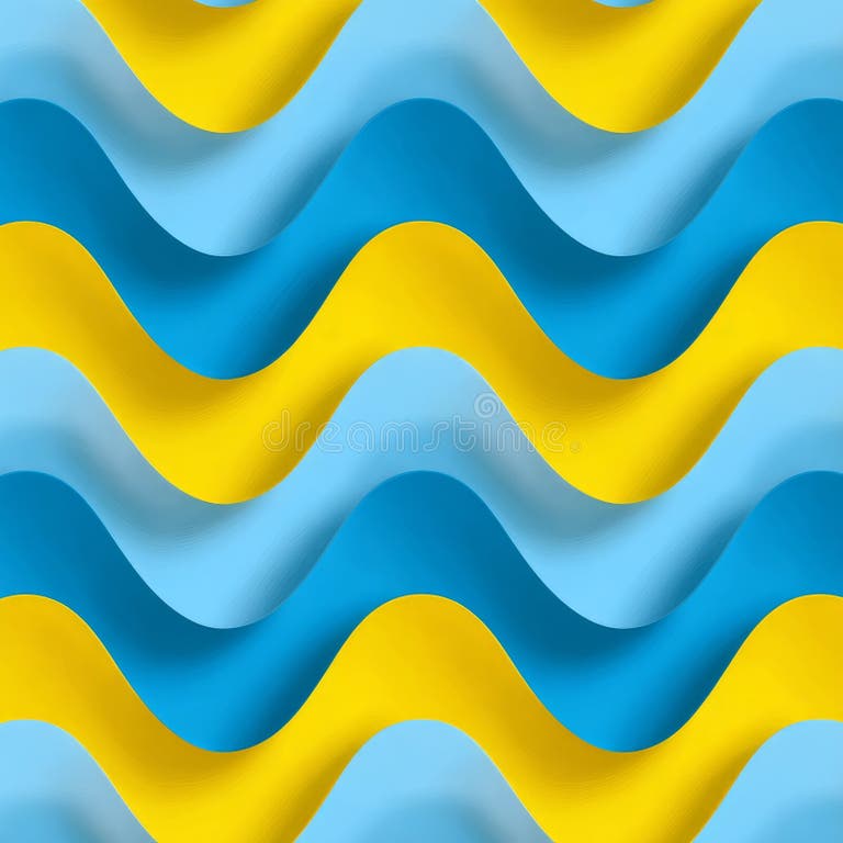 Wavy Blue and Yellow Abstract Pattern with Fluid Design Stock Image ...