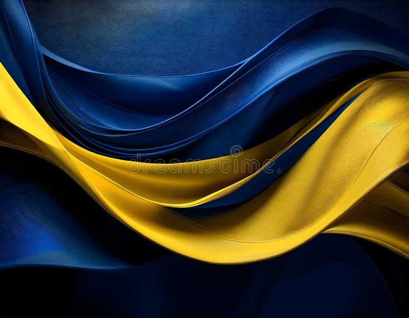 Wavy Blue and Yellow Ribbons Create a Dynamic, Flowing Abstract Pattern ...