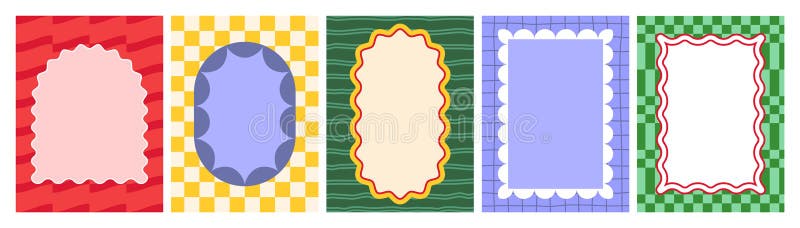 Wavy Border Frames. Randrahmen Skalieren. Wave Rectangle Boxes Mit ...