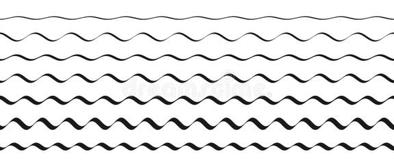 Wavy Border Pattern Set. Repeating Wave Lines Collection. Graphic ...
