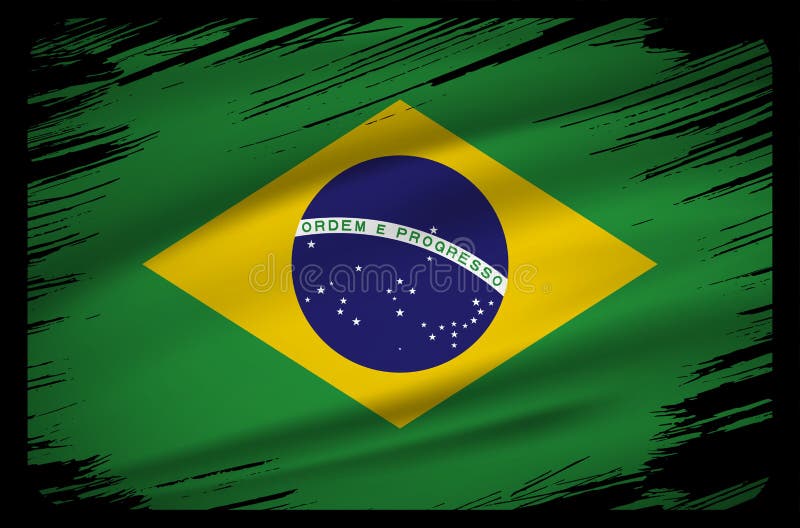 Wavy Brazil Flag Background Vector with Brush Stroke Style. Brazil ...