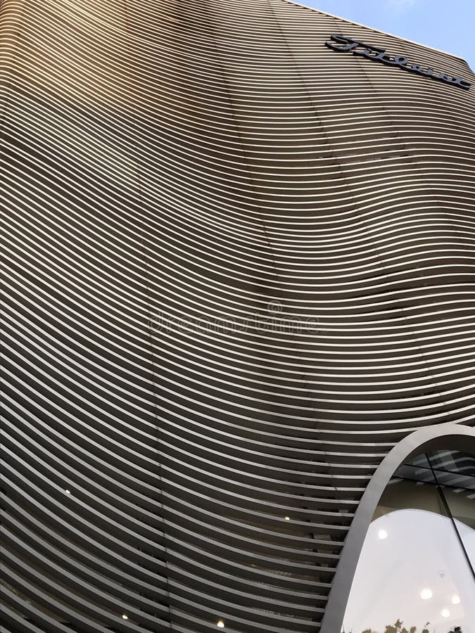 Wavy Building Facade with Lines Editorial Stock Image - Image of ...