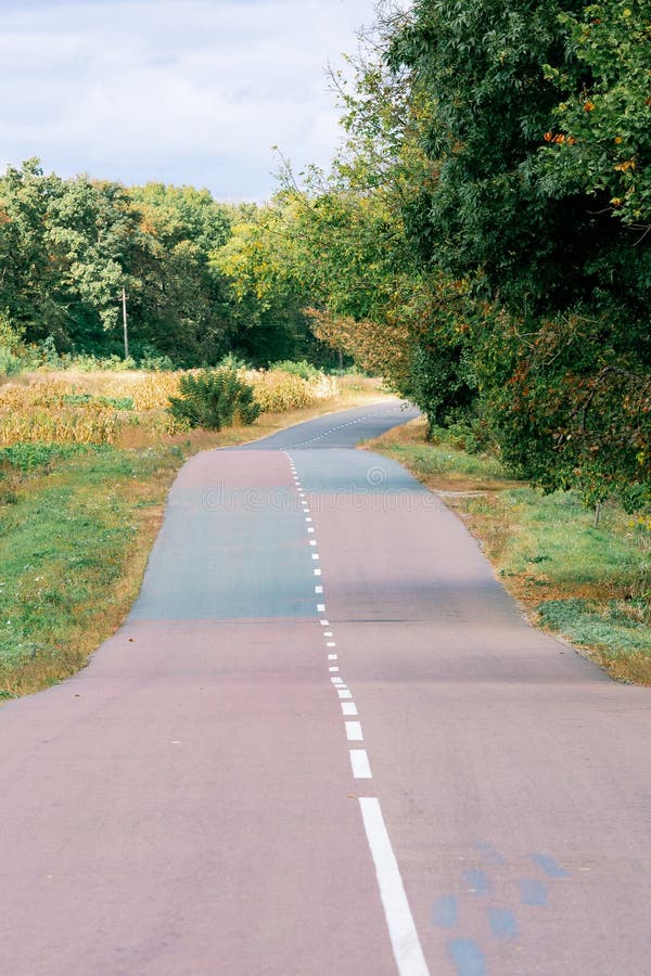 Wavy and Bumpy Asphalt Road. Ahead is a Long Road that Curves ...