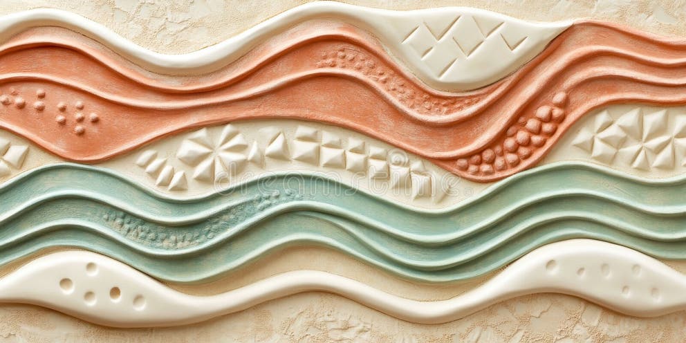 Wavy Ceramic Tiles Creating a Decorative Pattern with Pastel Colors ...