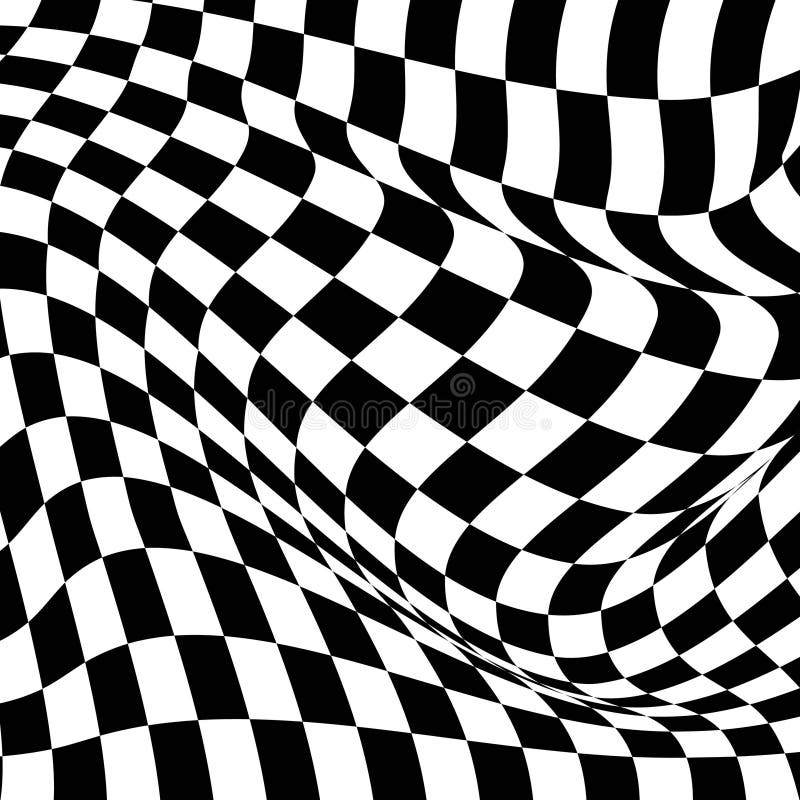 Wavy Checkerboard Background Visual Illusion Distortion. Chess Board ...