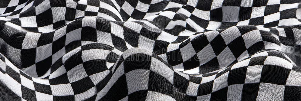 Checkerboard Pattern Fabric Displayed on a Surface in a Wavy Formation ...