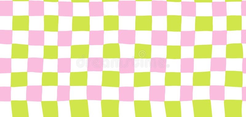 Wavy Checkered Seamless Pattern, Retro Hand Drawn Grid Texture. Funky ...