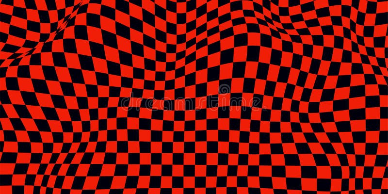 Wavy Chess Board. Red-black Chessboard Concept. Wave Distortion Effect ...