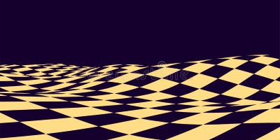 Wavy Chess Board. Violet-yellow Chessboard Concept. Wave Distortion ...