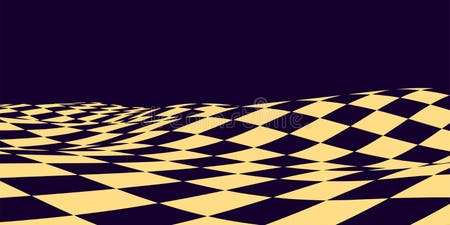Wavy Chess Board. Violet-yellow Chessboard Concept. Wave Distortion ...