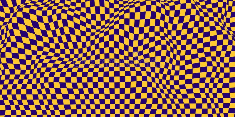 Wavy Chess Board. Yellow-blue Chessboard Concept. Wave Distortion ...