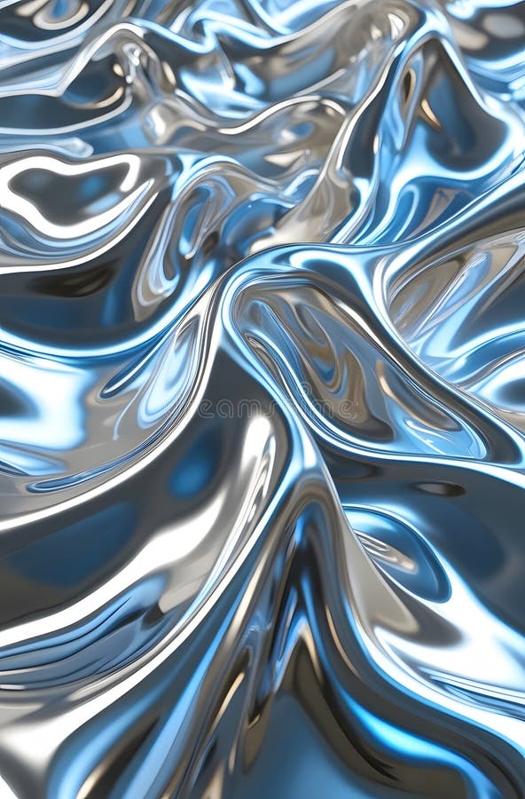 Wavy Chrome Patterns with Reflective Surfaces and Subtle Blue-white ...