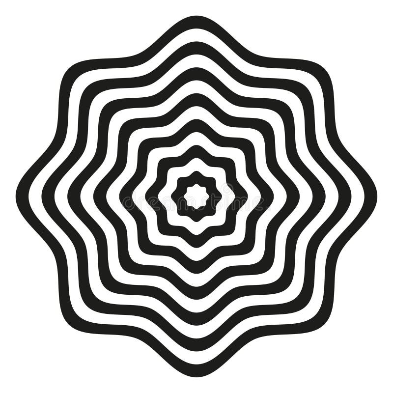 Wavy Circle Vector. Abstract Radial Shape. Concentric Line Pattern ...