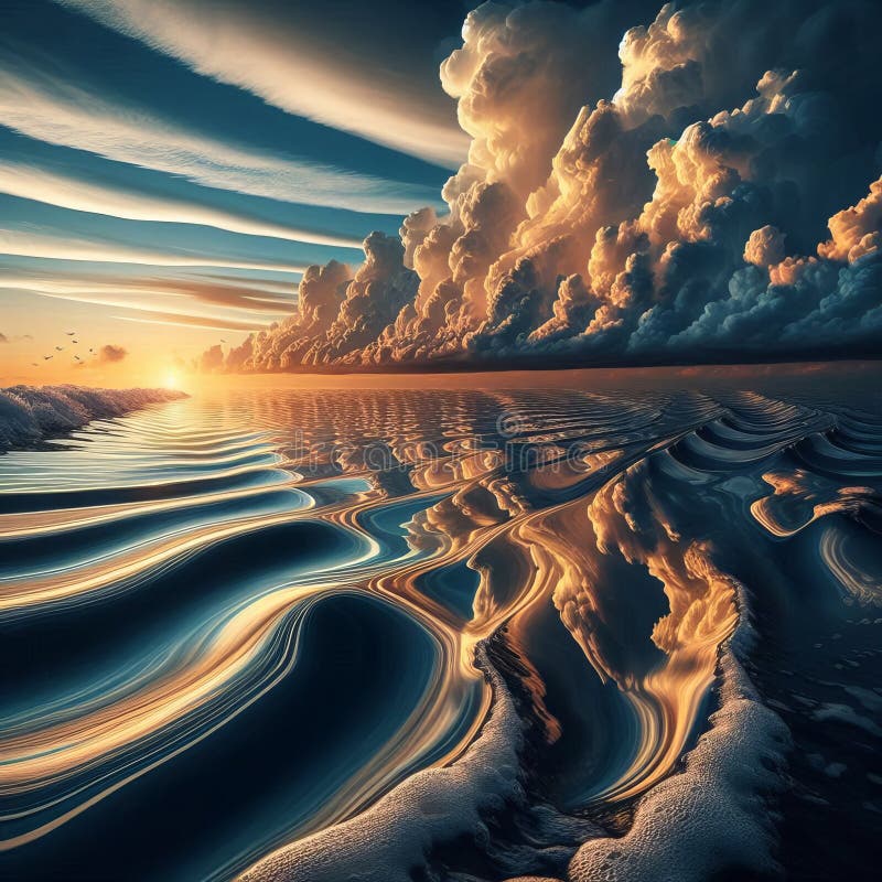 Wavy Clouds Reflections a Close Up Shot of Wavy Clouds Reflectio Stock ...