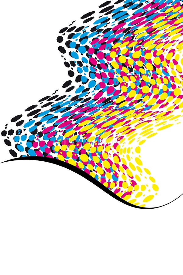 Wavy CMYK Spots With Copy Space Vertical Picture. Image: 10044269