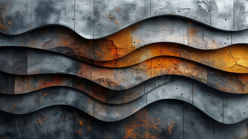 Wavy Concrete Wall with Rust Accents. Generative AI Stock Image - Image ...