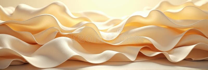 Wavy Cream Fabric Layers with Soft Golden Lighting Stock Illustration ...