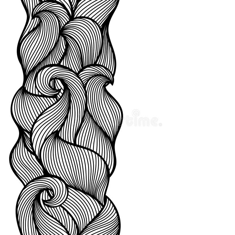 Wavy Curled Seamless Pattern. Abstract Outline Monochrome Texture Stock ...
