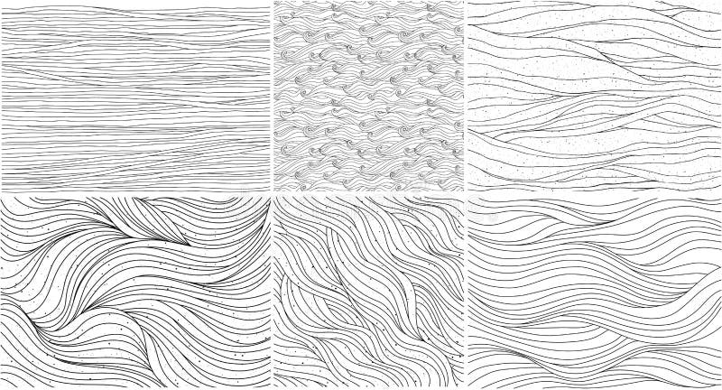 Wavy Patterns Black and White Set Stock Vector - Illustration of ...