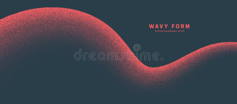 Wavy Curved Form Vector Grainy Border Red Dotwork Minimalist Abstract ...