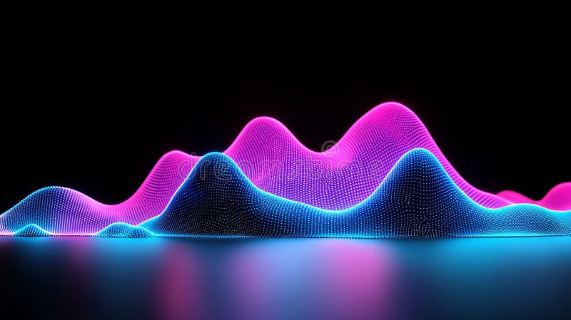 Wavy 3D Background - Abstract Design with Glowing Particles Stock ...