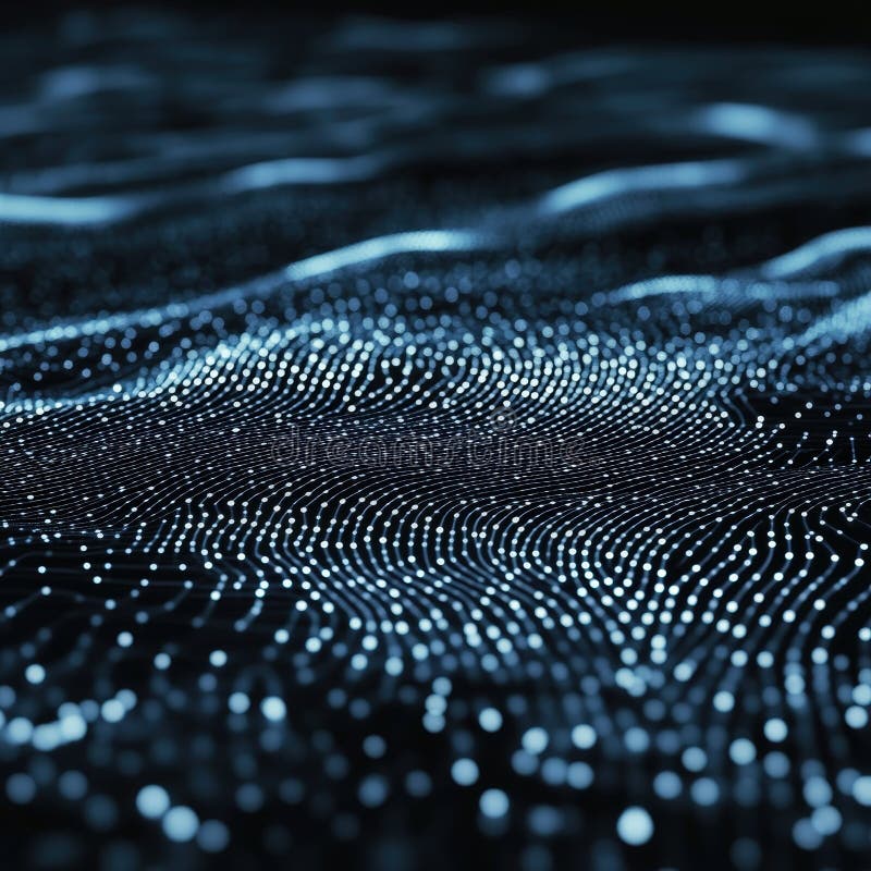 Abstract Digital Waveforms with Glowing Light Dots Stock Photo - Image ...