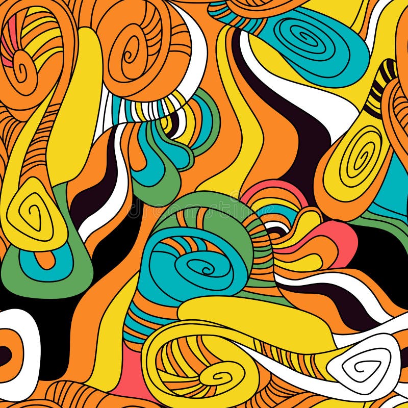 Wavy Distorted Rounds. Seamless Pattern with Deformed Circles. Hand ...