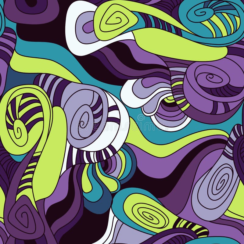 Wavy Distorted Rounds. Seamless Pattern with Deformed Circles. Hand ...