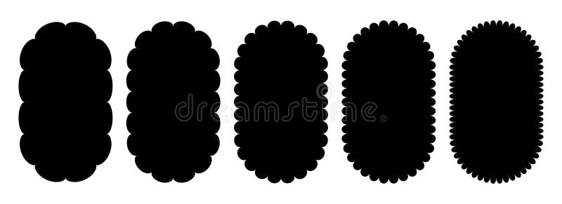 Wavy Edge Ellipse Frame Collection. Jagged Scallop Rounded Border ...