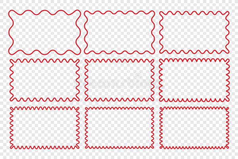 Wavy Edge Rectangle Line Vector Frame Stock Illustration - Illustration ...