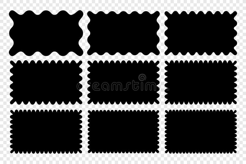 Wavy Edge Rectangle Shapes Icon Vector Set Stock Vector - Illustration ...