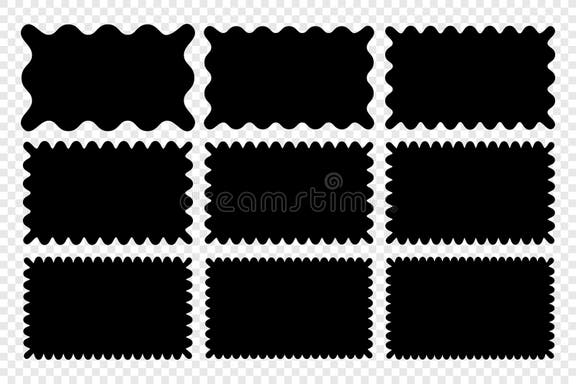 Wavy Edge Rectangle Shapes Icon Vector Set Stock Vector - Illustration ...