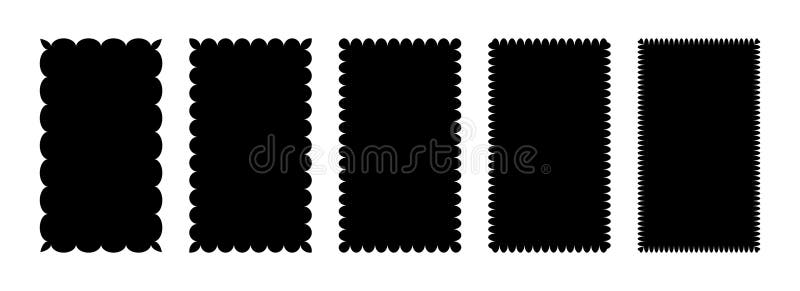 Wavy Edge Rectangular Frame Collection. Jagged Rectangle Border Element ...