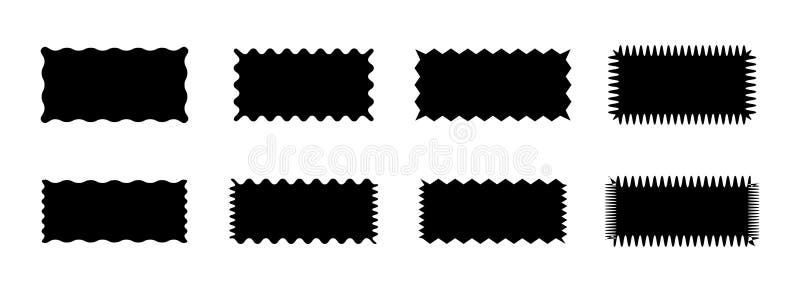 Wavy Edge Rectangular Shapes Set. Jagged Black Rectangular Design ...