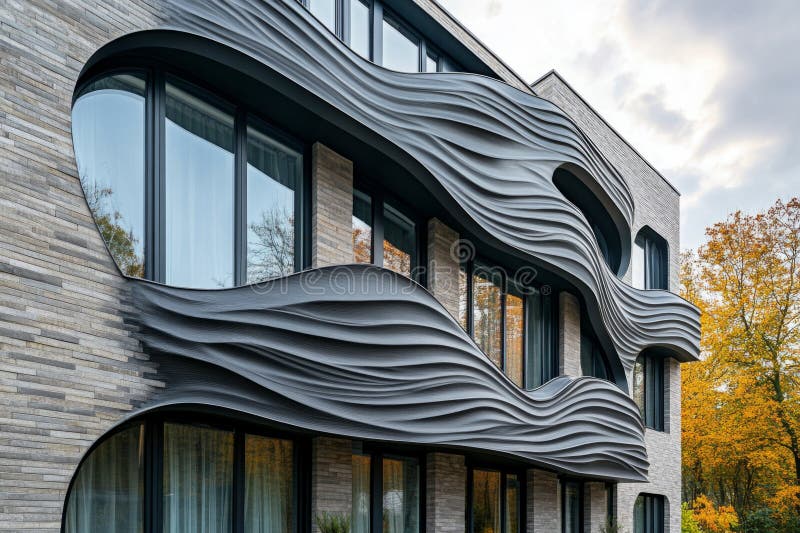 Wavy Facade of a Contemporary Building Showcasing Innovative ...