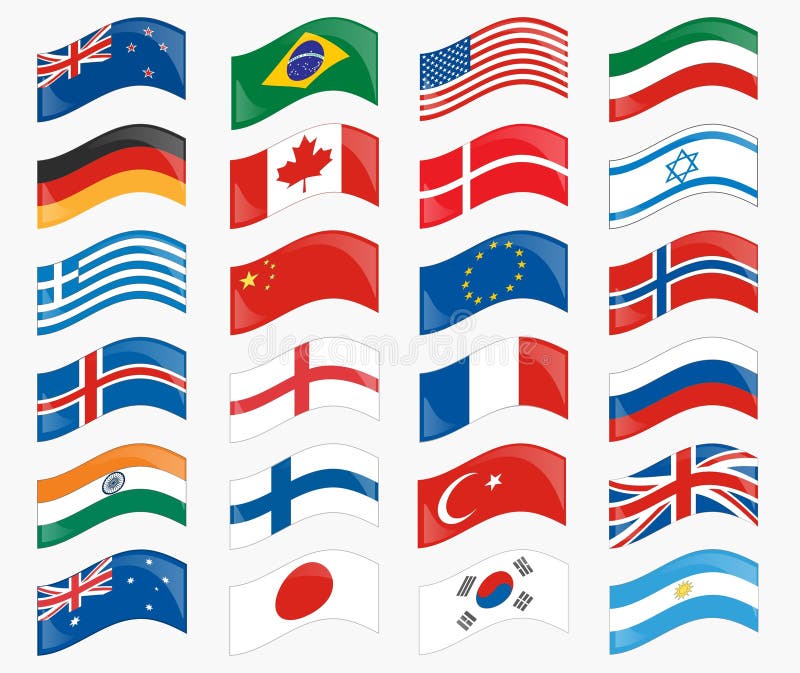 Wavy flags set stock illustration. Illustration of vector - 380460192