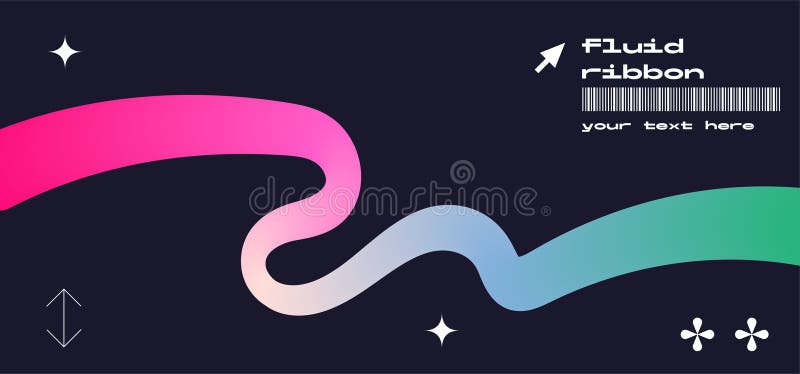 Wavy Fluid Ribbon with Colorful Gradient. Vector Flat Minimalistic ...