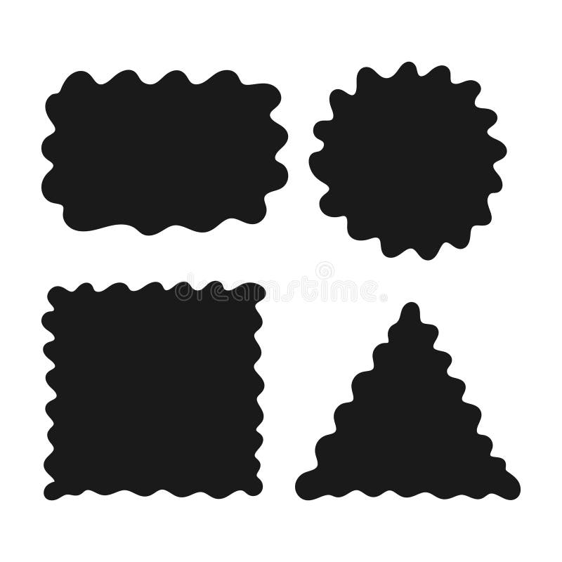 Wavy Geometric Frames. Hand Drawn Curvy Doodle Frames in Circle, Square ...