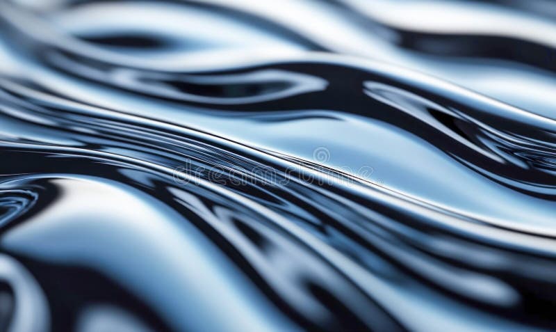 Wavy and Glossy Blue Liquid Forms a Smooth, Shiny Surface with Striking ...