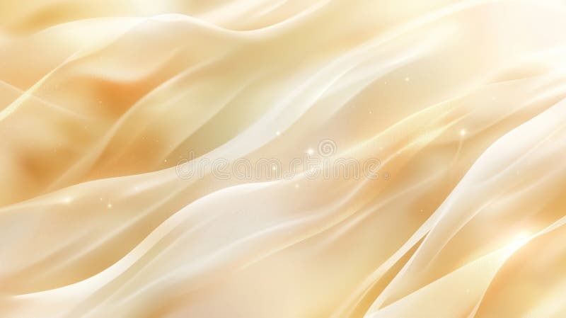 Wavy Glowing Pattern of Light Golden Silk Fabric. Top View Textile ...