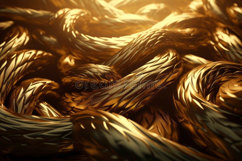 Wavy Gold Tangled. Generate Ai Stock Illustration - Illustration of ...