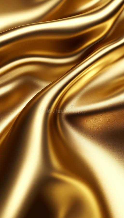 Wavy Golden Fabric Flow, Liquid-Like Layers, Simple Vector Graphics in ...