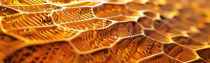 Wavy Golden Honeycomb Texture with a Glowing Effect. Abstract Hexagonal ...