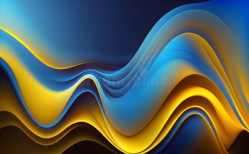 Wavy Gradient of Blue and Yellow, Generative AI Stock Illustration ...
