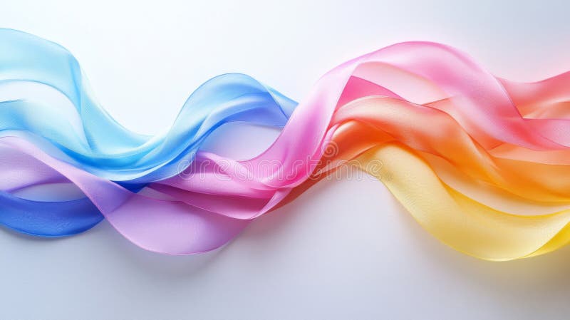 Wavy Gradient Ribbon in Blue Pink Orange and Yellow on a White ...